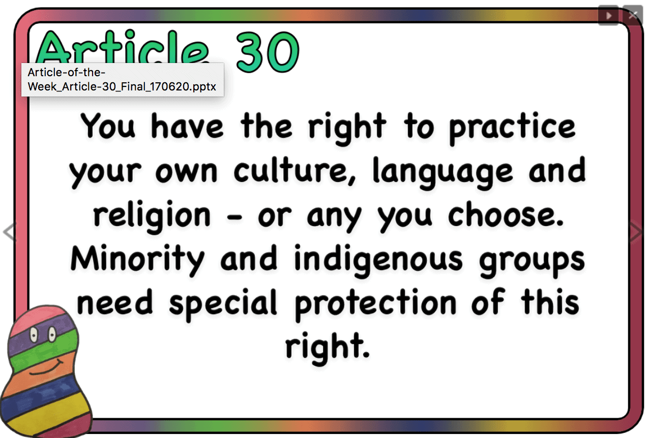 Article of the Week – Article 30 – St. Cuthbert's Catholic Primary School