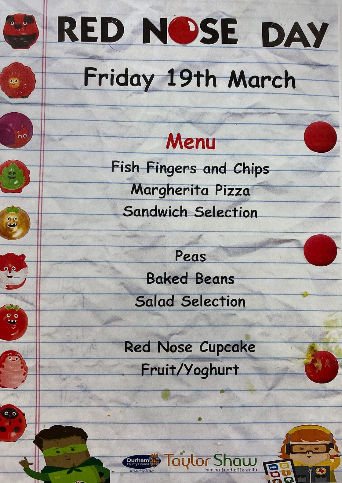 Red Nose Day Lunch Menu – St. Cuthbert's Catholic Primary School