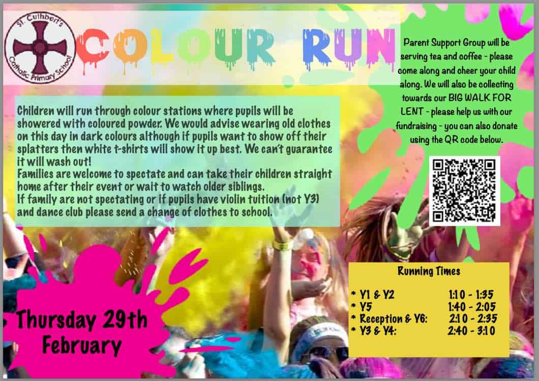 Colour Run & BIG Walk for Lent – St. Cuthbert's Catholic Primary School